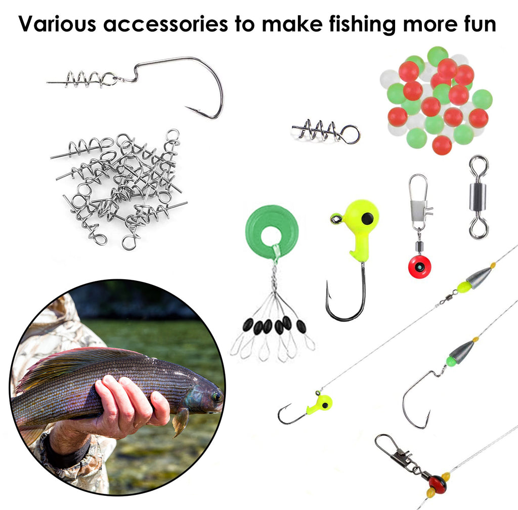 188Pcs Fishing Accessory Kit Portable Fishing Set Including Jig Hooks ...